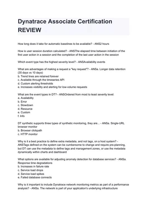 Dynatrace Associate Certification Review 20242025 A Score Assured