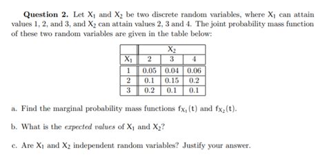 solved question 2 let x1 and x2 be two discrete random