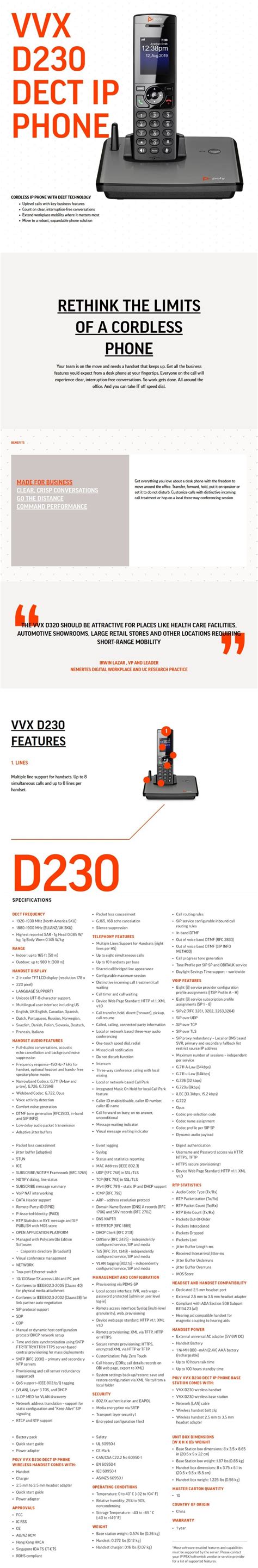Polycom VVX D230 DECT Base Station With Handset