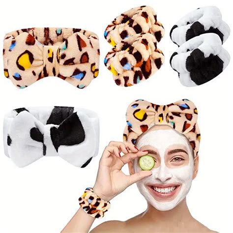 Leopard Print Hairband Wristband Set Skin Care Makeup Temu United Kingdom