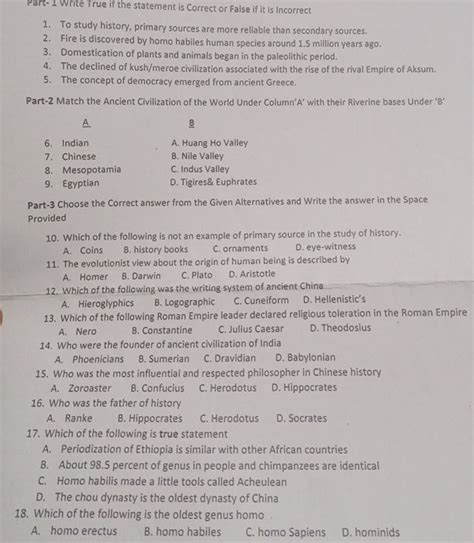 part 1 write true if the statement is correct or false if it is