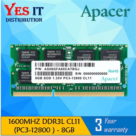 Apacer 1333mhz 4gb 1600mhz 8gb Low Voltage Ddr3 Notebook Laptop