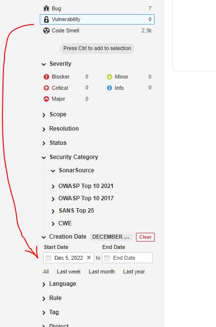 Ui Bugs In Issues Page Date Filter Sonarqube Server Community
