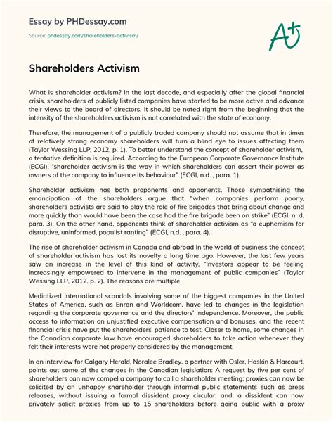 Shareholders Activism