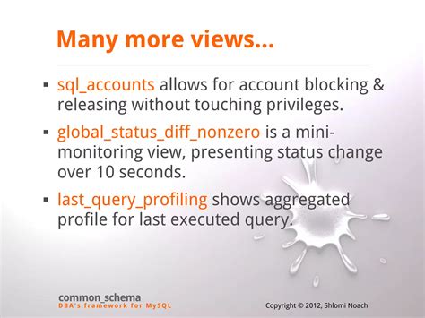 common schema dba s framework for mysql ppt