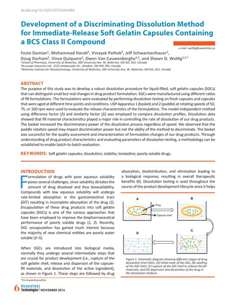 Pdf Development Of A Discriminating Dissolution Method For Immediate