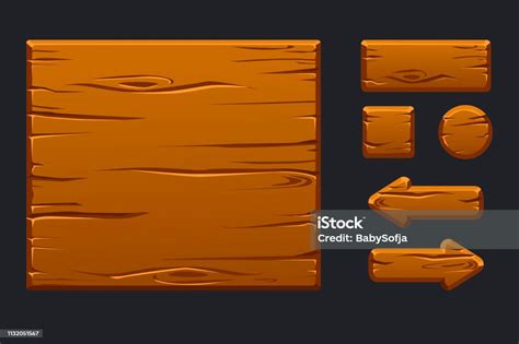 Vector Game Ui Kit Template Wooden Menu Of Graphical User Interface Gui