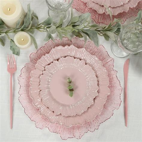 Efavormart 20 Pack Blush Reef Design Plastic Plates 10 Dinner Party