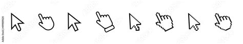 Hand Cursor Icon Set Mouse Click Cursor Collection Computer Mouse Click Cursor Black Cursor