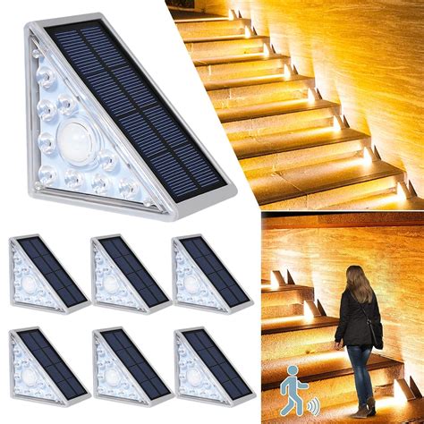 Sunlight Encounter Solar Motion Sensor Step Light Waterproof Ip67 6 Pack Led Solar Powered