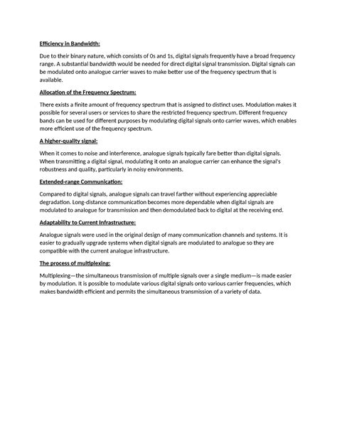 Efficiency In Bandwidth A Substantial Bandwidth Would Be Needed For Direct Digital Signal