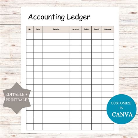 Editable Accounting Ledger Printable