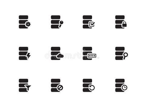 Database Icons On White Background Stock Vector Illustration Of Lock Computing 33444669