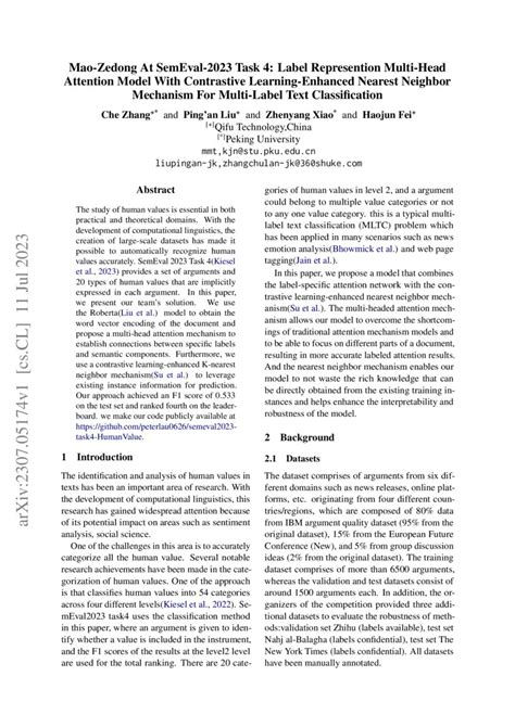 Mao Zedong At Semeval 2023 Task 4 Label Represention Multi Head