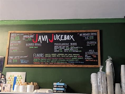Menu At Java Jukebox Lexington