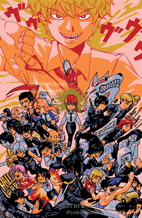 makima, power, denji, higashiyama kobeni, reze, and 31 more (chainsaw man) drawn by byronb ...