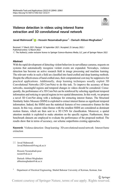 Violence Detection In Videos Using Interest Frame Extraction And 3d