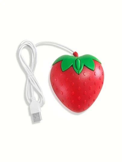 Strawberry Shaped Wired Mouse Strawberry Mouse Cute Fruit Strawberry