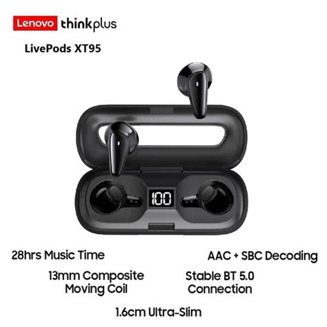 Lenovo Thinkplus Livepods Xt Tws Bluetooth Earphone Mah Case Black Dinomarket