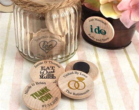 Wedding Favors Personalized Wedding Wooden Heart Magnets Etsy