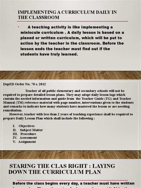 implementing a curriculum daily in the classroom pdf learning
