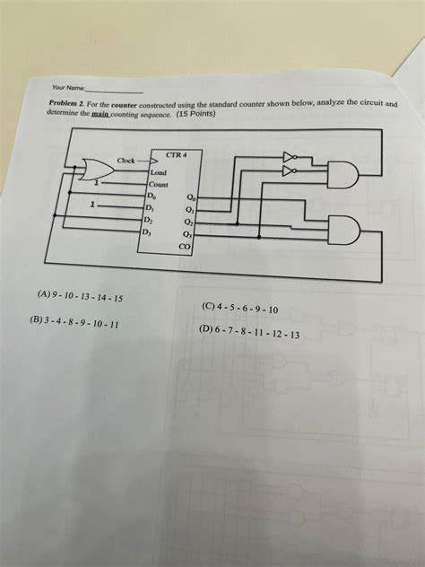 Solved Your NameProblem For The Counter Constructed Chegg Com