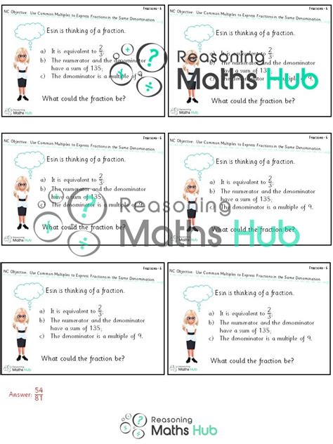Use Common Multiples To Express Fractions In The Same Denomination Master The Curriculum