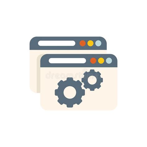 Website Optimization Showing Two Browser Windows With Cogwheels Inside Stock Illustration