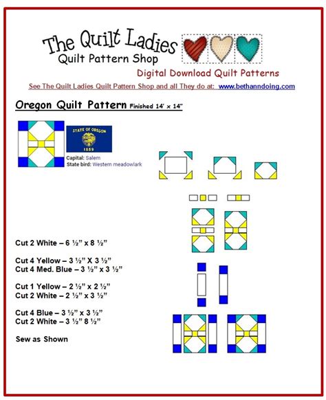 My State Of Oregon Quilt Pattern Block The Quilt Ladies Beth Ann Doing