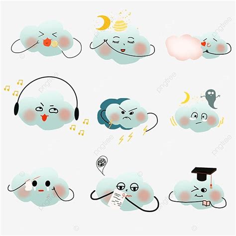 Emoji Pack Png Picture Cute Cloud Emoji Pack Cartoon Cute Clouds
