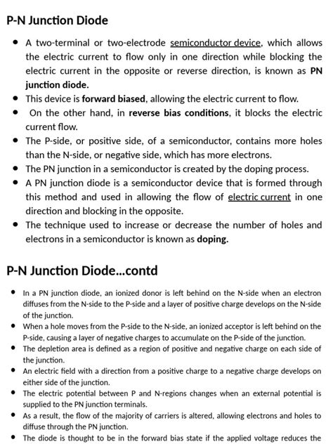 Summary On Module 1 P N Junction Diode And Applications Pdf P N Junction Diode