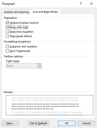 Stop Paragraphs From Breaking Across Pages In Word Keep With Next Avantix Learning