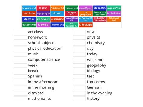 My Classes Subjects Match Up