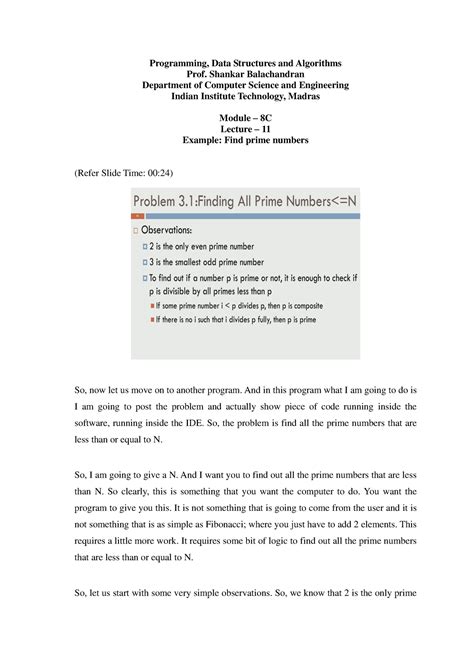 Lec11 Class Notes Of Professor Gn Pillai Programming Data