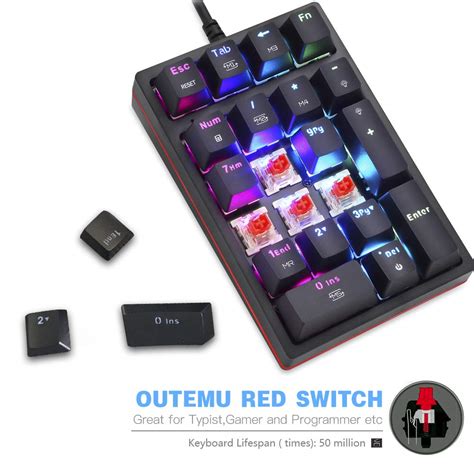 Buy MOTOSPEED Macro Mechanical Numeric Keypad USB Wired Keys Mini Numpad Portable Keypad RGB
