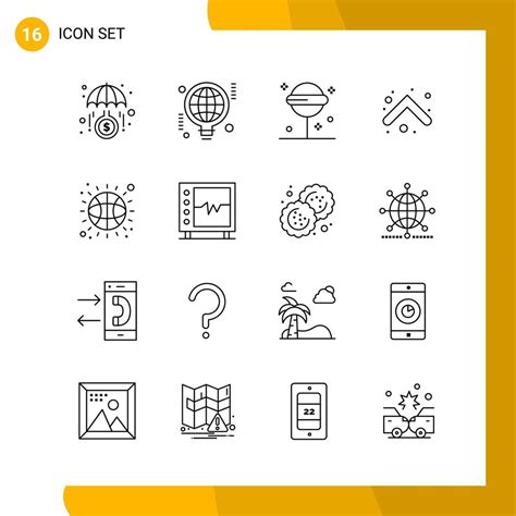 16 Icon Set Line Style Icon Pack Outline Symbols Isolated On White Backgound For Responsive