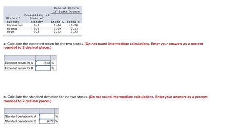 Solved Calculate The Expected Return For The Two Stocks Do Chegg