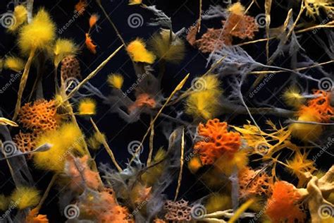 Microscope View Of Microplastics Trapped In Seaweed Stock Illustration
