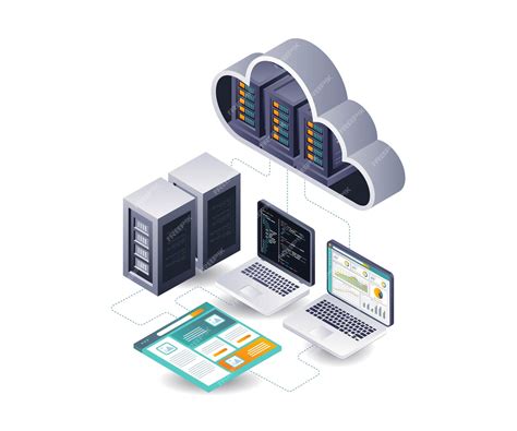 premium vector analyzing hosting server technology for web