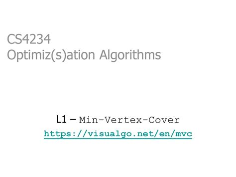 cs4234 optimiz s ation algorithms ppt download