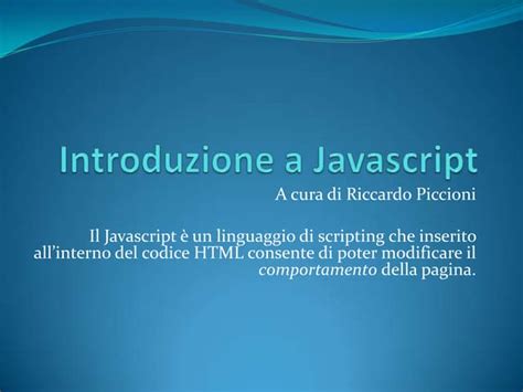 Corso Web Developer Introduzione A Javascript Ppt