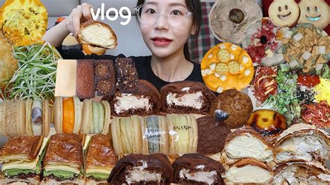 먹방 브이로그 아이디어스 디저트를 잔뜩 주문했어요🎂 디저트 먹방 윤카롱 라푀유크로와상 스끄젬므제과 슈브제 봉스디 바닐라멜로우 청년다방 택배디저트