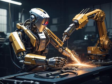 Premium Ai Image Seamless Robotics Precision Welding In Automotive Part Assembly