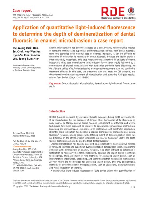 Pdf Application Of Quantitative Light Induced Fluorescence To Determine The Depth Of