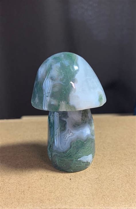 Moss Agate Mushroom Carving Figure 1 Mercari Carving Moss Agate