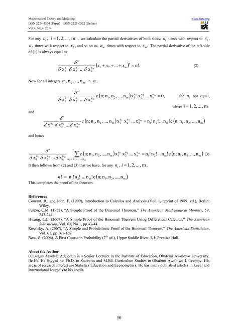 A Simple Proof Of The Generalization Of The Binomial Theorem Using Differential Calculus Pdf