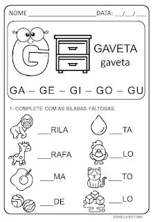 Israela Kotona Atividades Com A Família Silábica Do G