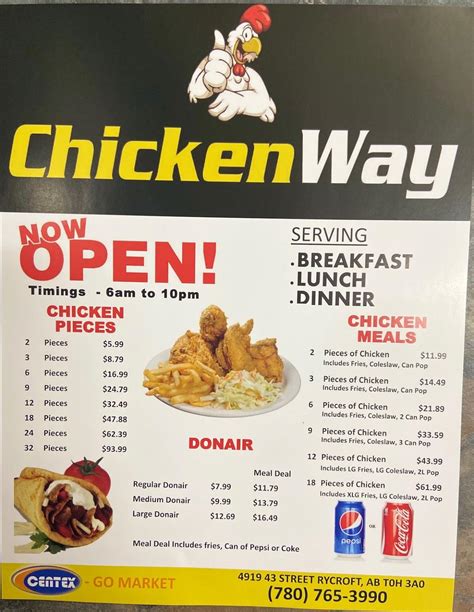 Menu At Chicken Way Restaurant Rycroft