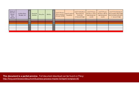 Business Process Master List Bpml Template Excel Xls Business