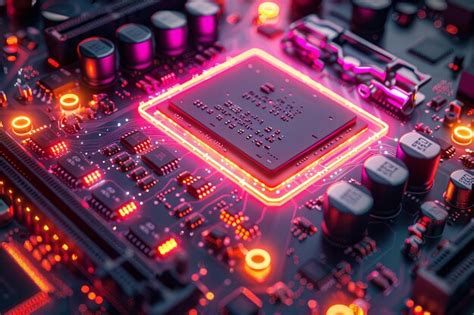 Premium Photo Hardware Chip Isolated On Black Background Electrical Circuit Board Rendering